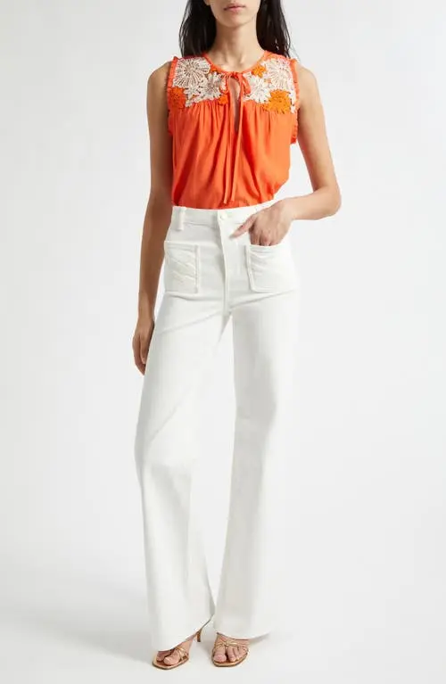 Ramy Brook Adaline Embroidered Sleeveless Top - Sunset Orange