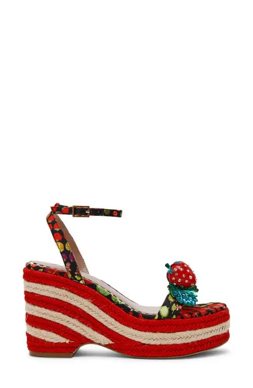 Betsey Johnson Bobbie Platform Wedge Sandal - Black Multi