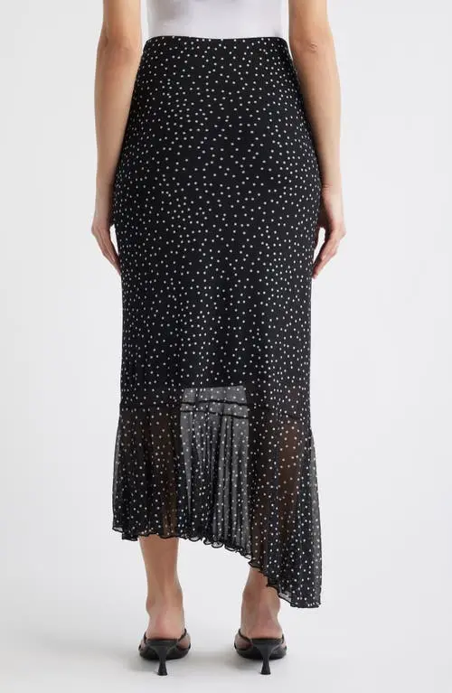Loveappella Polka Dot Mesh Midi Skirt - Black