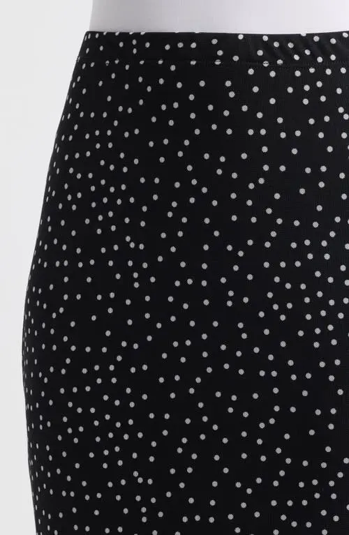 Loveappella Polka Dot Mesh Midi Skirt - Black