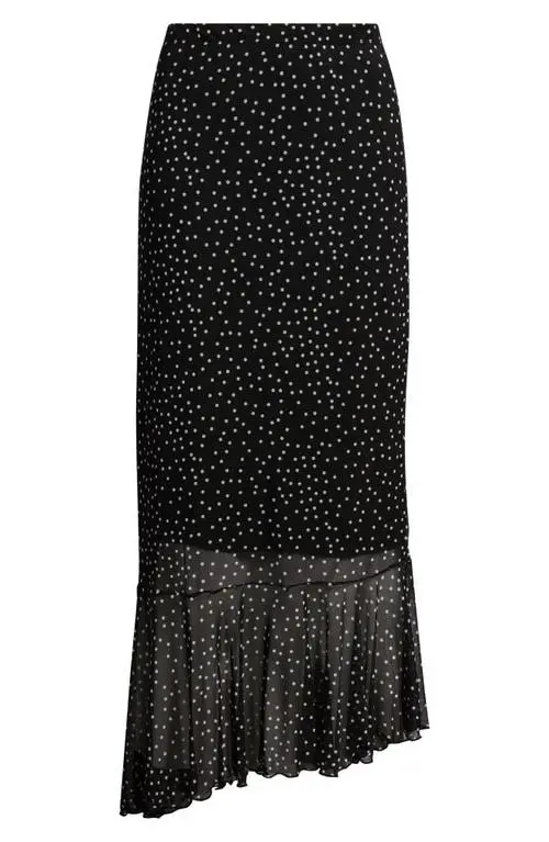 Loveappella Polka Dot Mesh Midi Skirt - Black