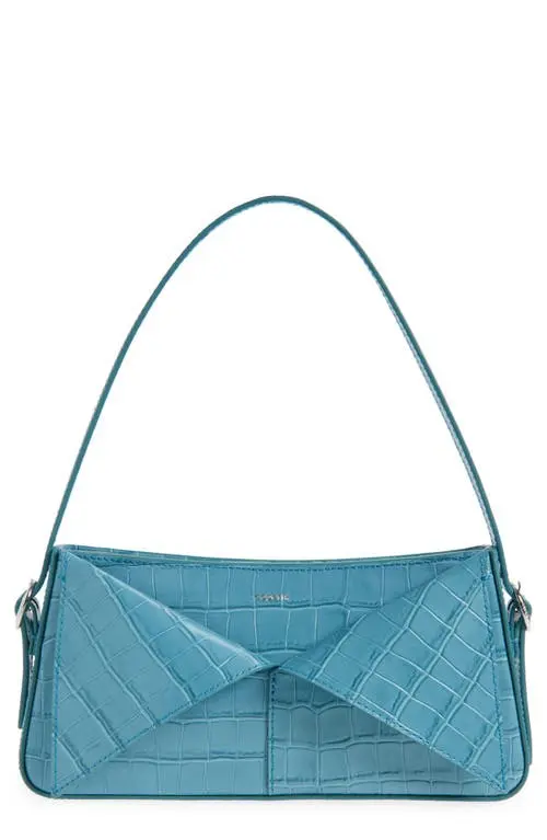 Coperni Croc Embossed Leather Baguette Bag - Blue Blu