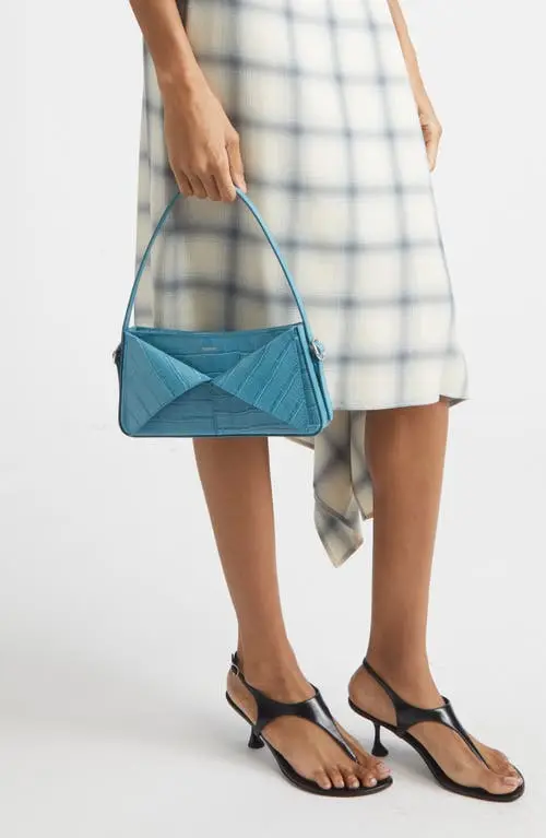 Coperni Croc Embossed Leather Baguette Bag - Blue Blu