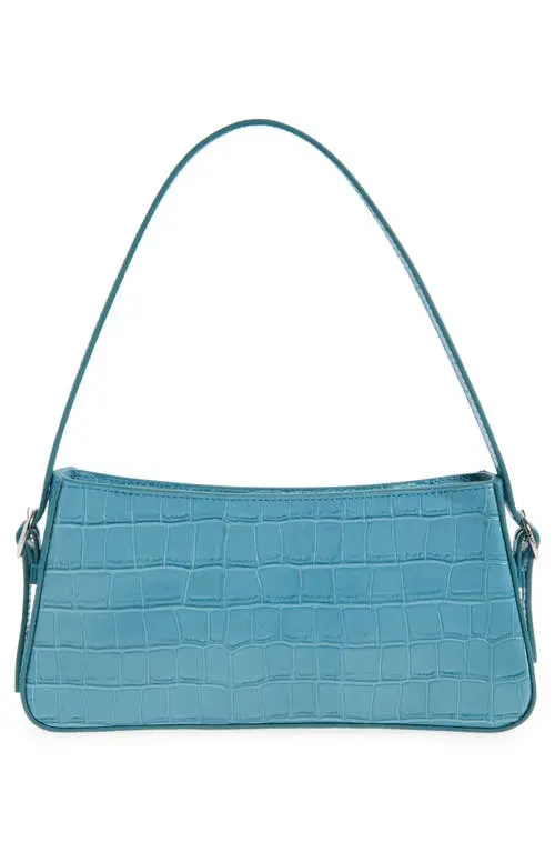 Coperni Croc Embossed Leather Baguette Bag - Blue Blu