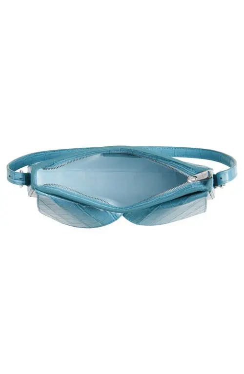 Coperni Croc Embossed Leather Baguette Bag - Blue Blu