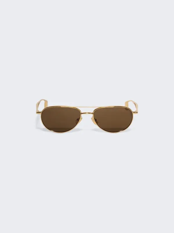 Bottega Veneta Fin Pilot Sunglasses - Gold