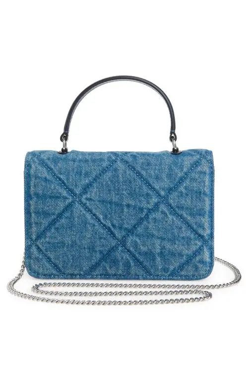 Tory Burch Mini Kira Diamond Quilted Denim Tote