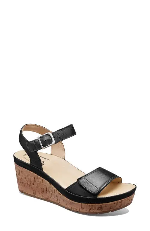 Samuel Hubbard Portola Two-strap Wedge Sandal - Black Leather/black Leather