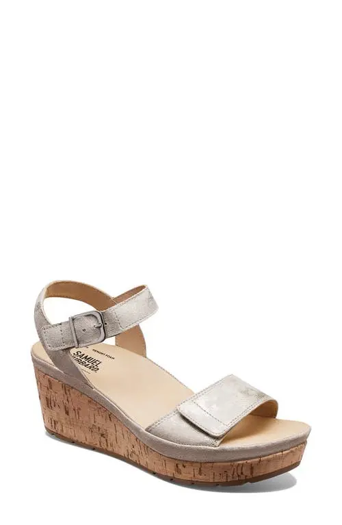 Samuel Hubbard Portola Two-strap Wedge Sandal - Champagne Suede
