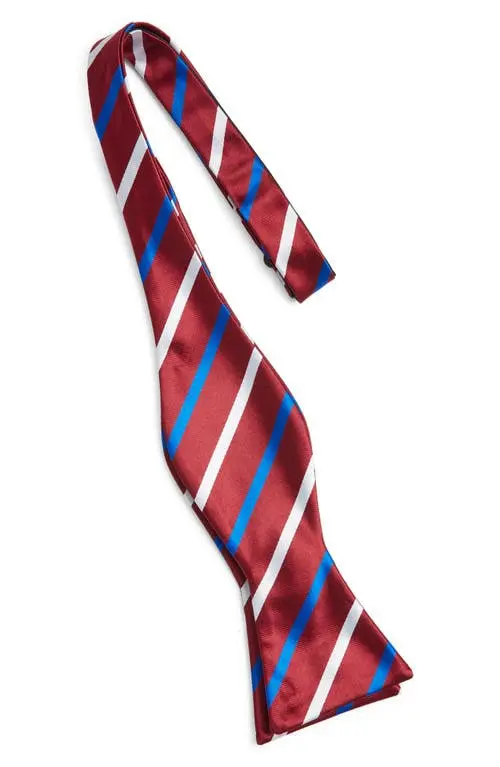 CLIFTON WILSON Striped Silk Bow Tie - Maroon