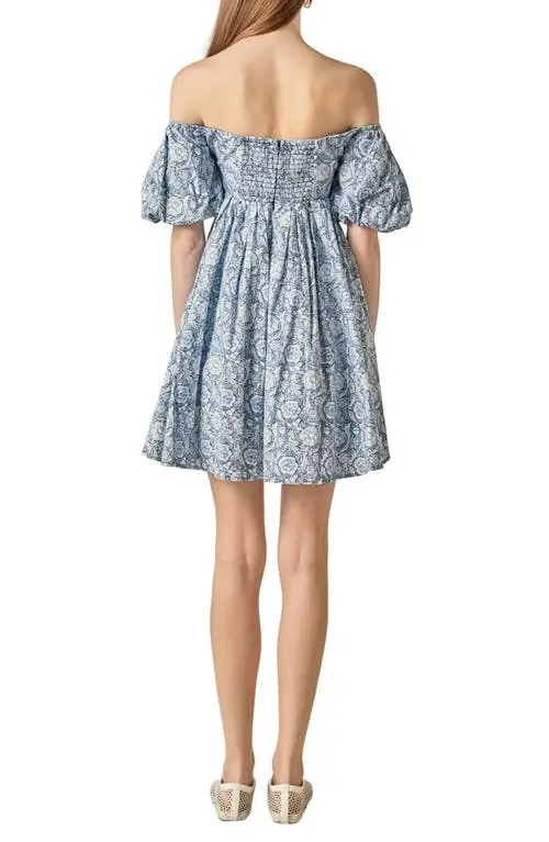English Factory Floral Off-the-shoulder Mini Dress