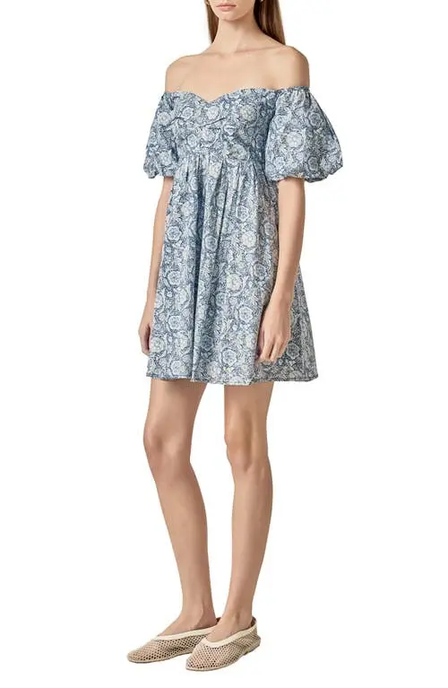 English Factory Floral Off-the-shoulder Mini Dress