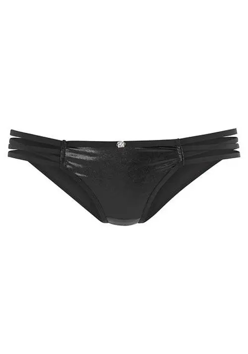 LASCANA Faux Leather Bikini Brief - Black