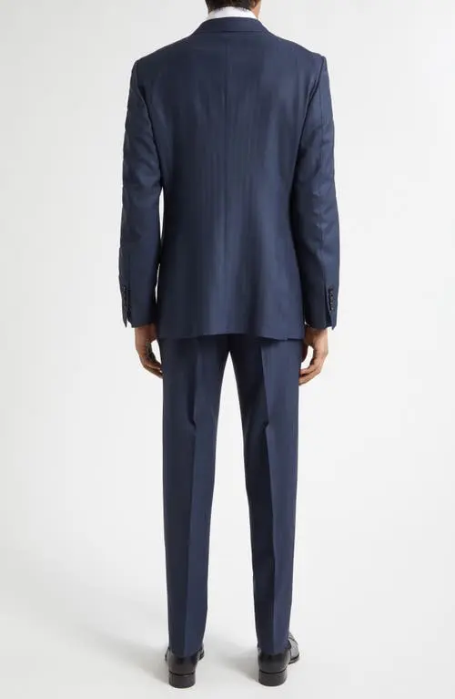 TOM FORD Wool Sharkskin Herringbone Suit - Navy