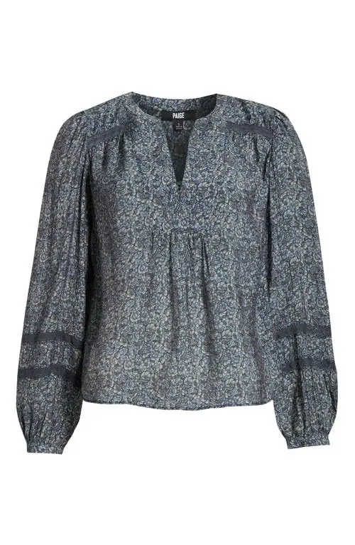 Paige Floral Print Split-neck Blouse - Navy Multi