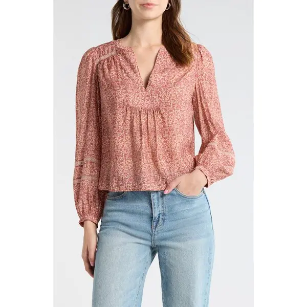 Paige Floral Print Split-neck Blouse