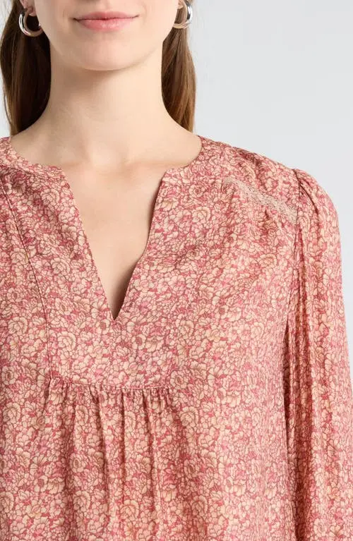 Paige Floral Print Split-neck Blouse