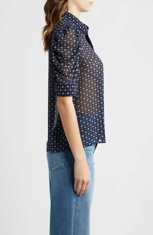 FRAME Gillian Print Silk Shirt - Navy Multi