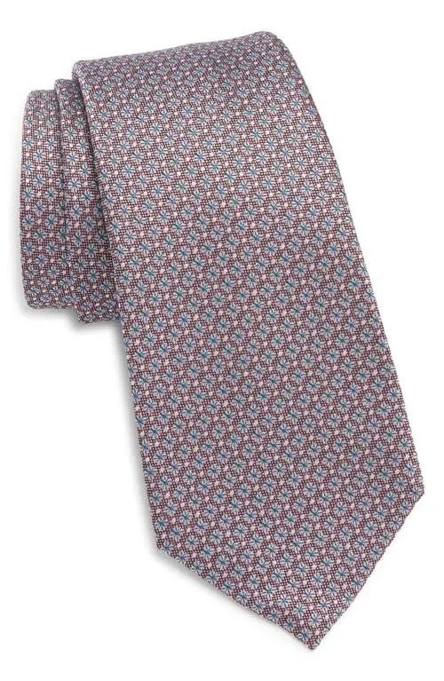 Canali Floral Medallion Silk Jacquard Neck Tie - Pink