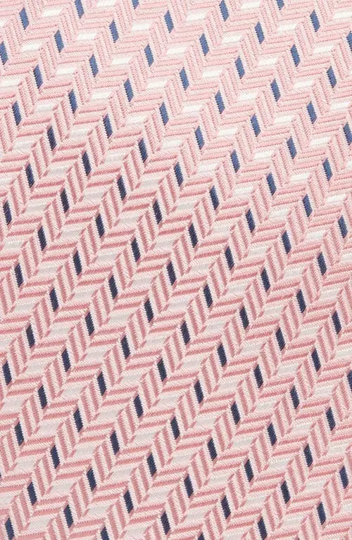 Canali Herringbone Silk Necktie - Pink