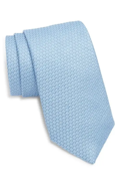 Canali Silk And Linen Jacquard Tie - Bright Blue