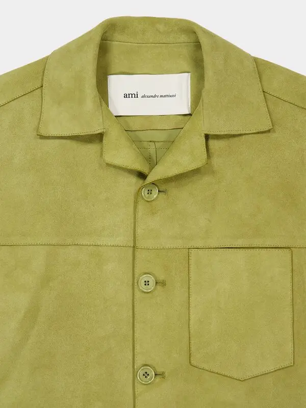 AMI Paris Goat Suede Leather Overshirt