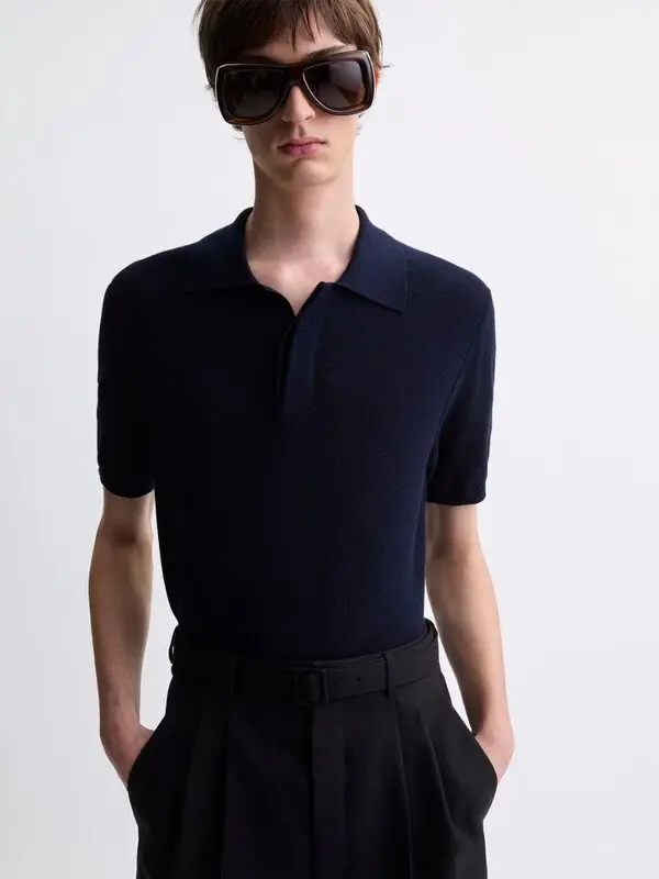 Saint Laurent Marine Cotton Short-sleeve Polo Shirt
