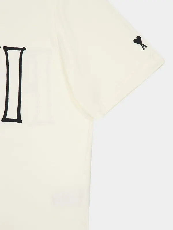 Ami White Cotton Print T-shirt
