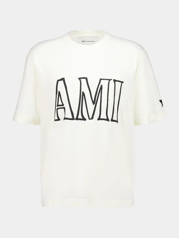 Ami Cotton Print T-shirt - White