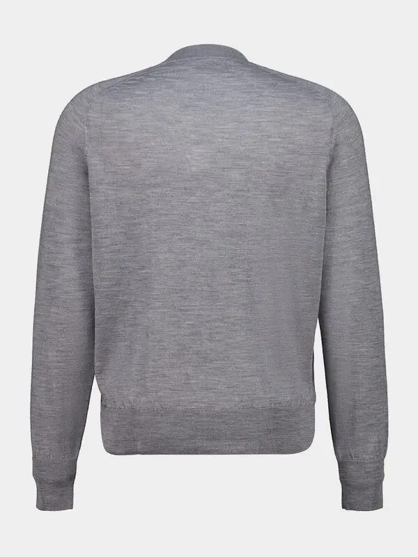 Ami Extrafine Merino Wool Crewneck Sweater - Grey