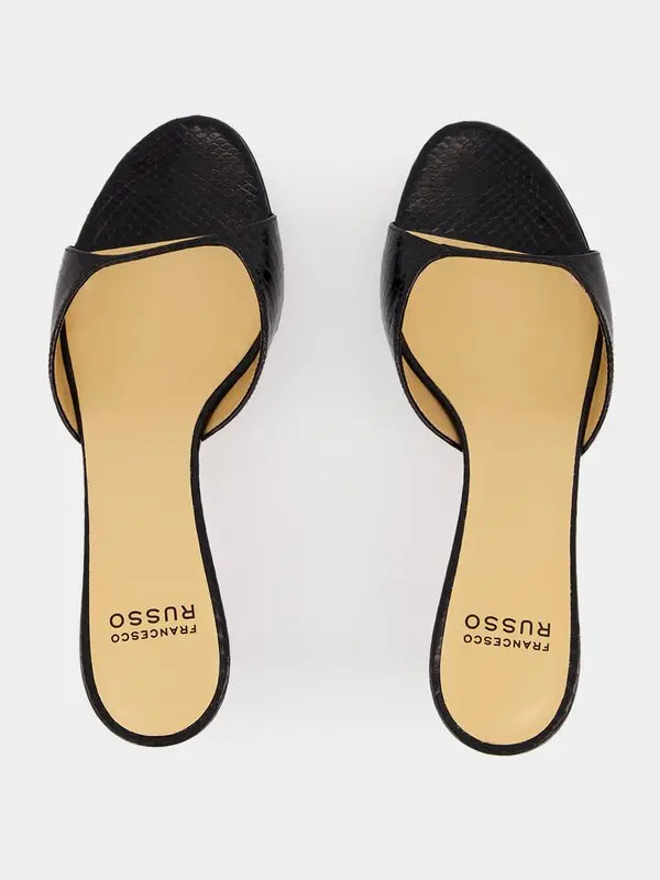 FRANCESCO RUSSO Mule In Watersnake Leather - Black