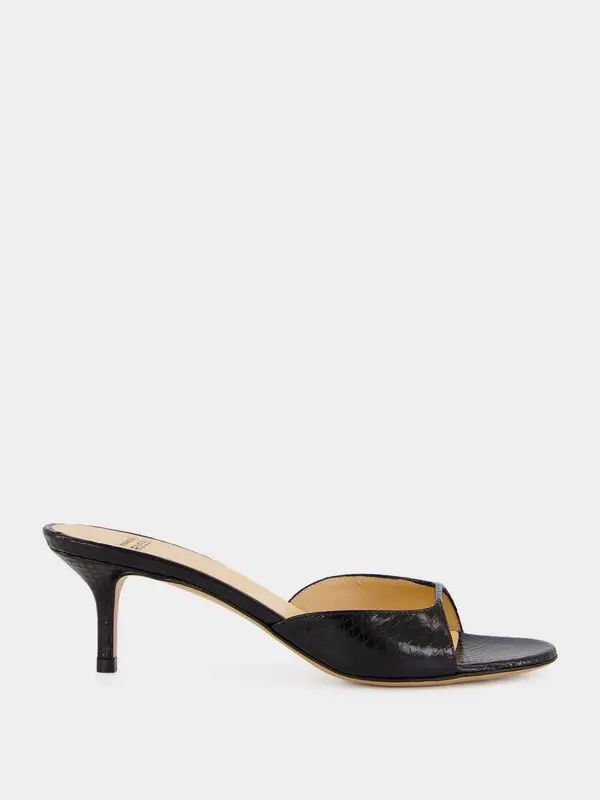FRANCESCO RUSSO Mule In Watersnake Leather - Black