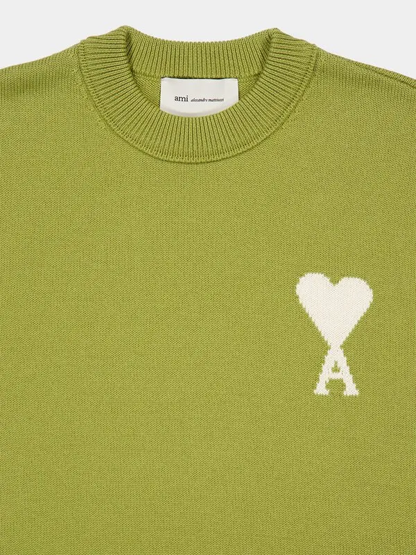 AMI Paris De Coeur Crewneck Sweater - Green