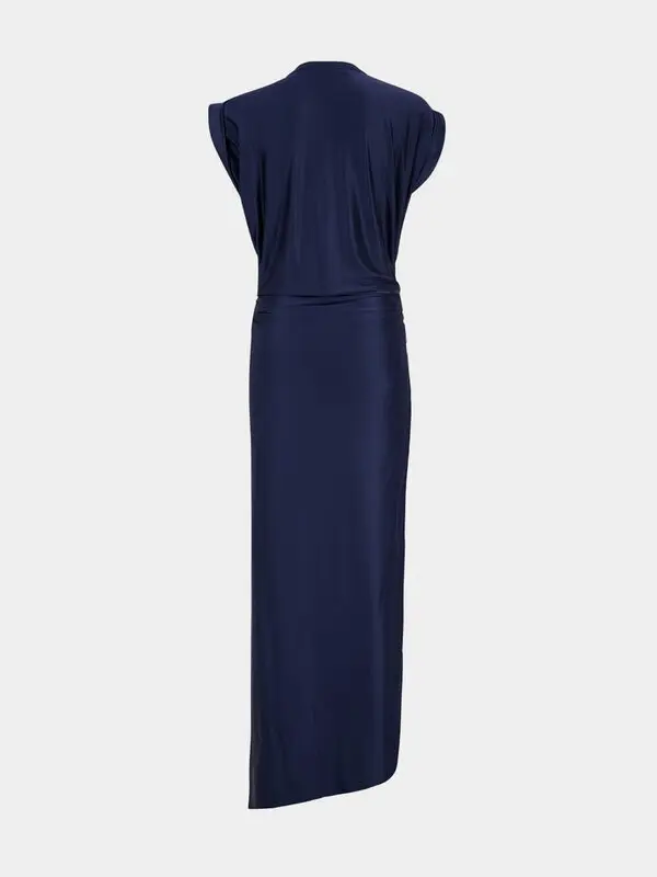 Rabanne Jersey Midi Dress With Piercing - Blue