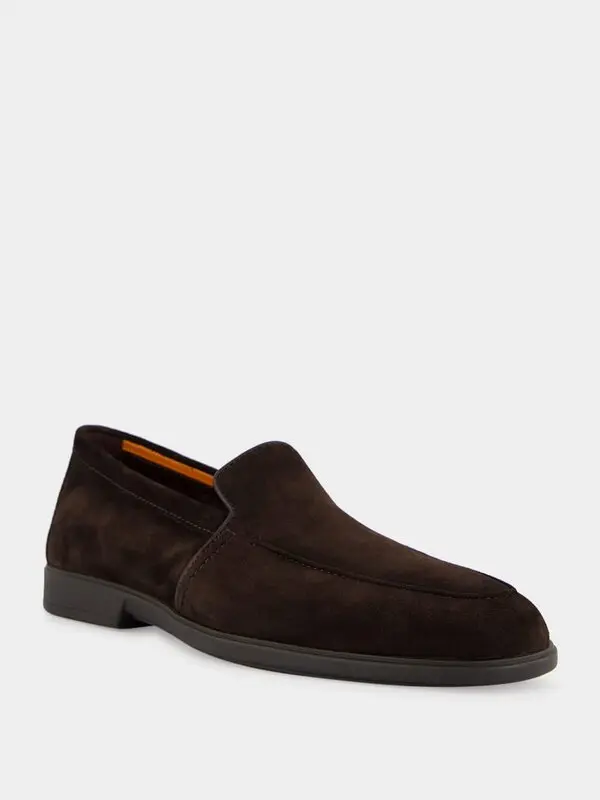 Santoni Suede Calf Leather Loafers