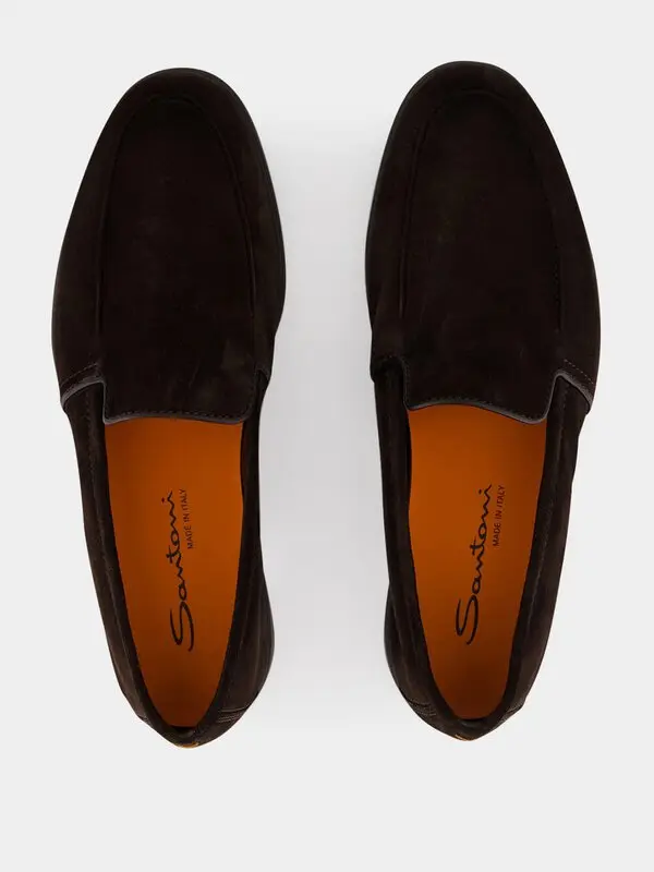 Santoni Suede Calf Leather Loafers