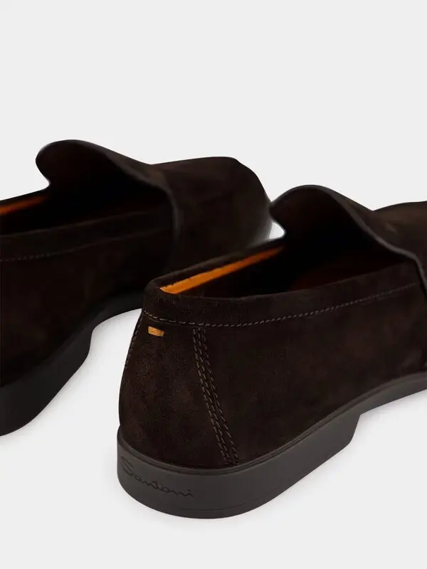 Santoni Suede Calf Leather Loafers