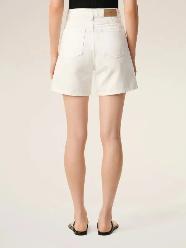 AMI Paris Cotton Twill Shorts With Heritage Label - Cream