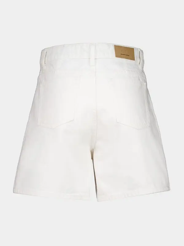 AMI Paris Cotton Twill Shorts With Heritage Label - Cream