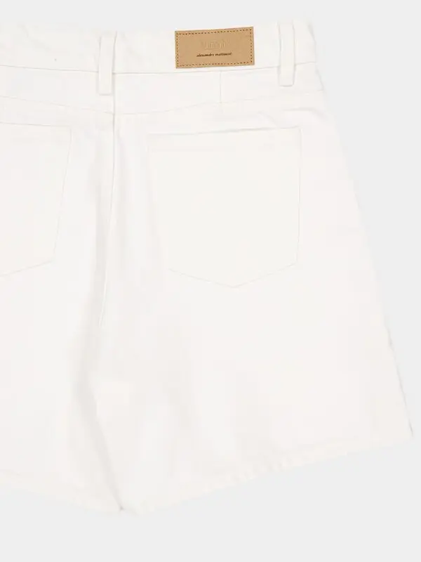 AMI Paris Cotton Twill Shorts With Heritage Label - Cream