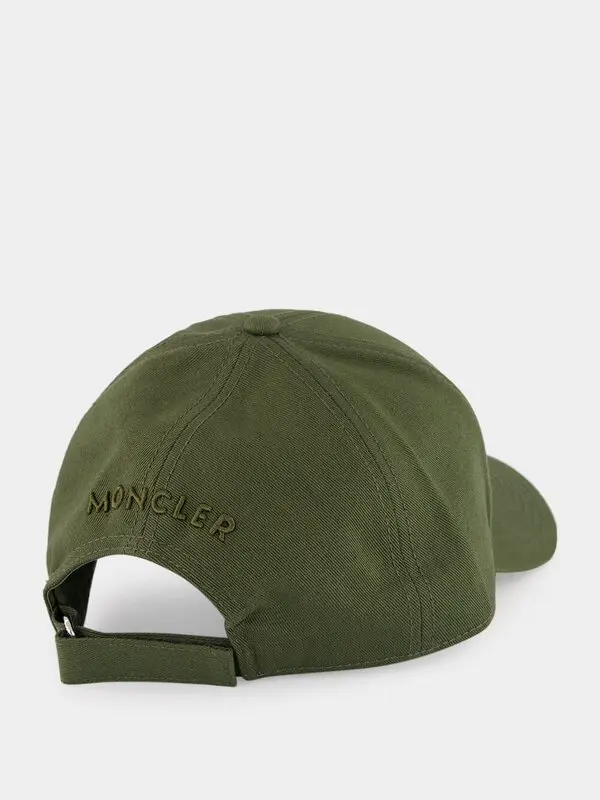 Moncler Olive Cotton Gabardine Baseball Cap