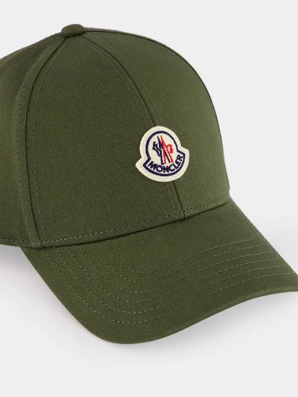 Moncler Olive Cotton Gabardine Baseball Cap