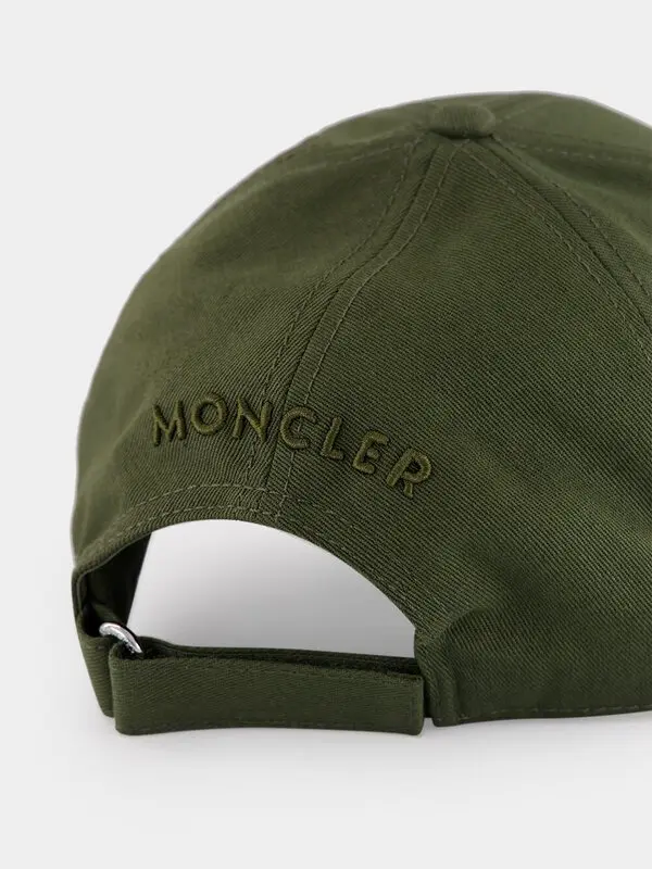 Moncler Olive Cotton Gabardine Baseball Cap