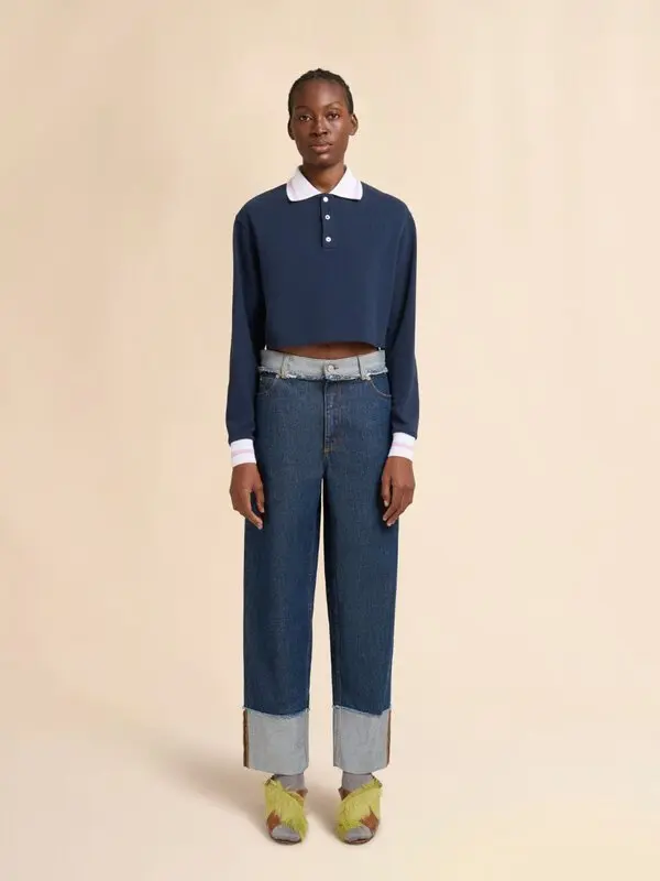 Marni Inside-out Wide Leg Denim Jeans - Blue