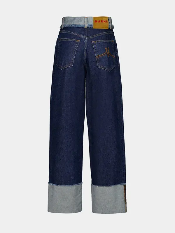 Marni Inside-out Wide Leg Denim Jeans - Blue