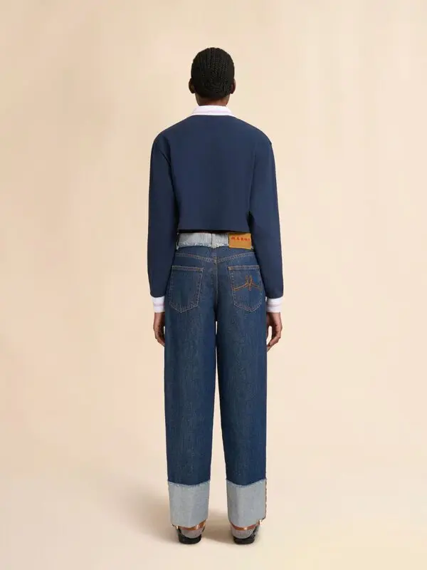 Marni Inside-out Wide Leg Denim Jeans - Blue