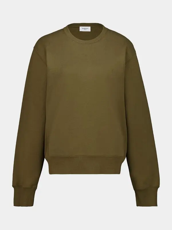 Saint Laurent Cassandre Logo Crewneck Sweatshirt - Green