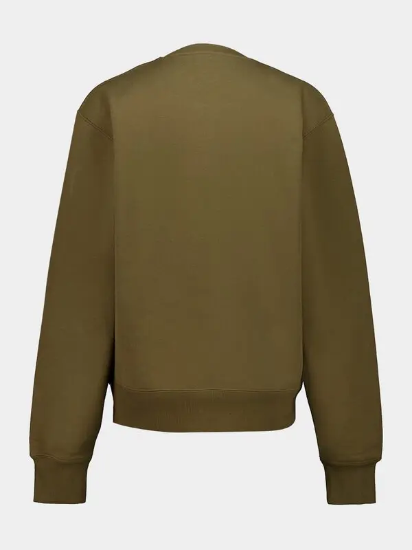 Saint Laurent Cassandre Logo Crewneck Sweatshirt - Green