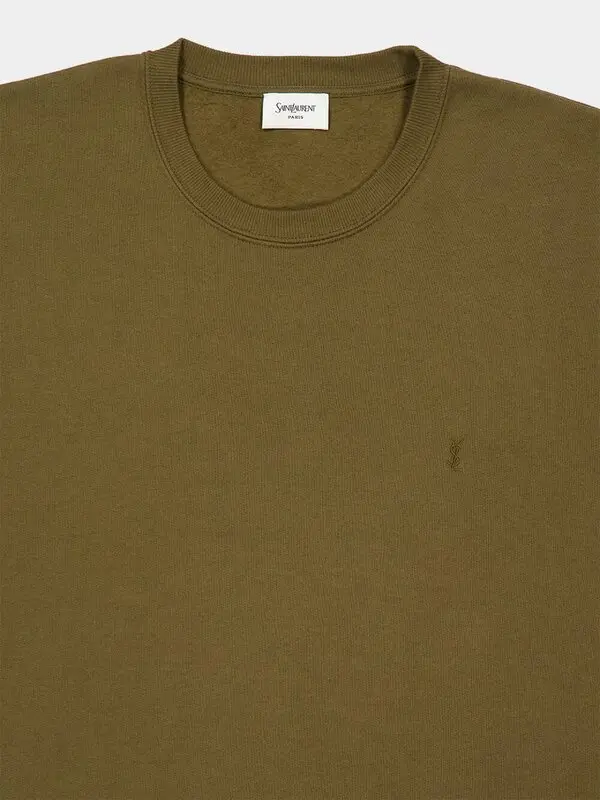 Saint Laurent Cassandre Logo Crewneck Sweatshirt - Green