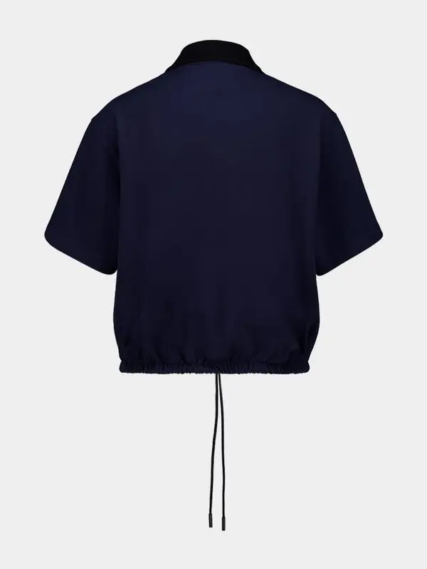 Moncler Cropped Cotton Piquet Polo Shirt - Blue